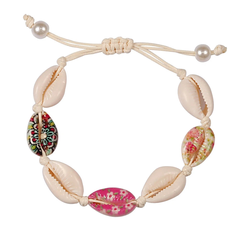 Colorful Cowrie Shell Bracelet – Rope Tie Boho Coastal Style ...