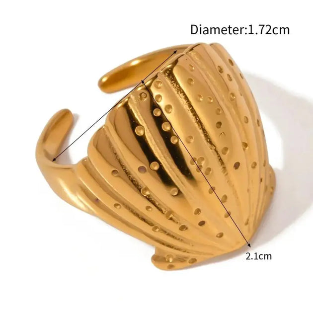 Clamshell Essence Ring – Gold Stainless Steel Mermaid Jewelry ...